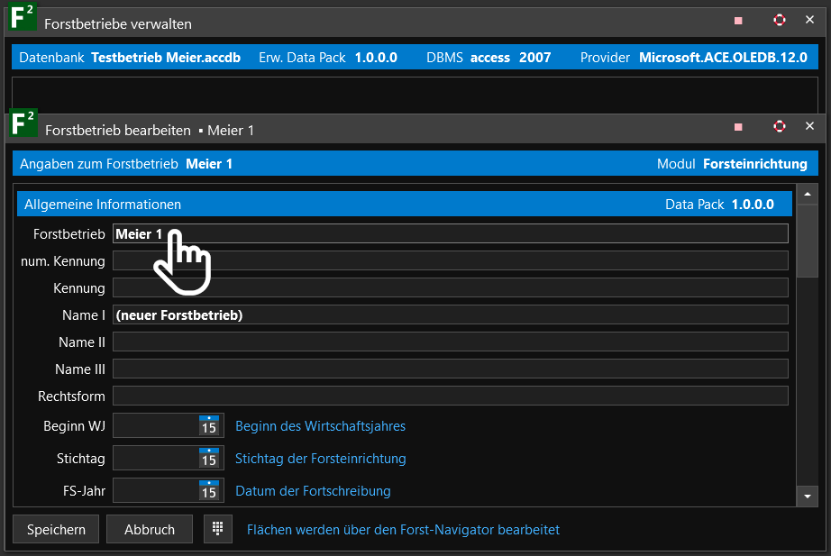 Anmelden & Anlegen eines Forstbetriebs | FIP2 Handbuch
